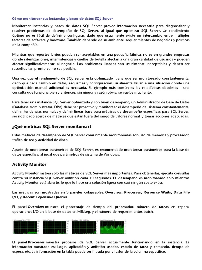 Cómo Monitorear Sus Instancias y Bases de Datos SQL Server | PDF ...