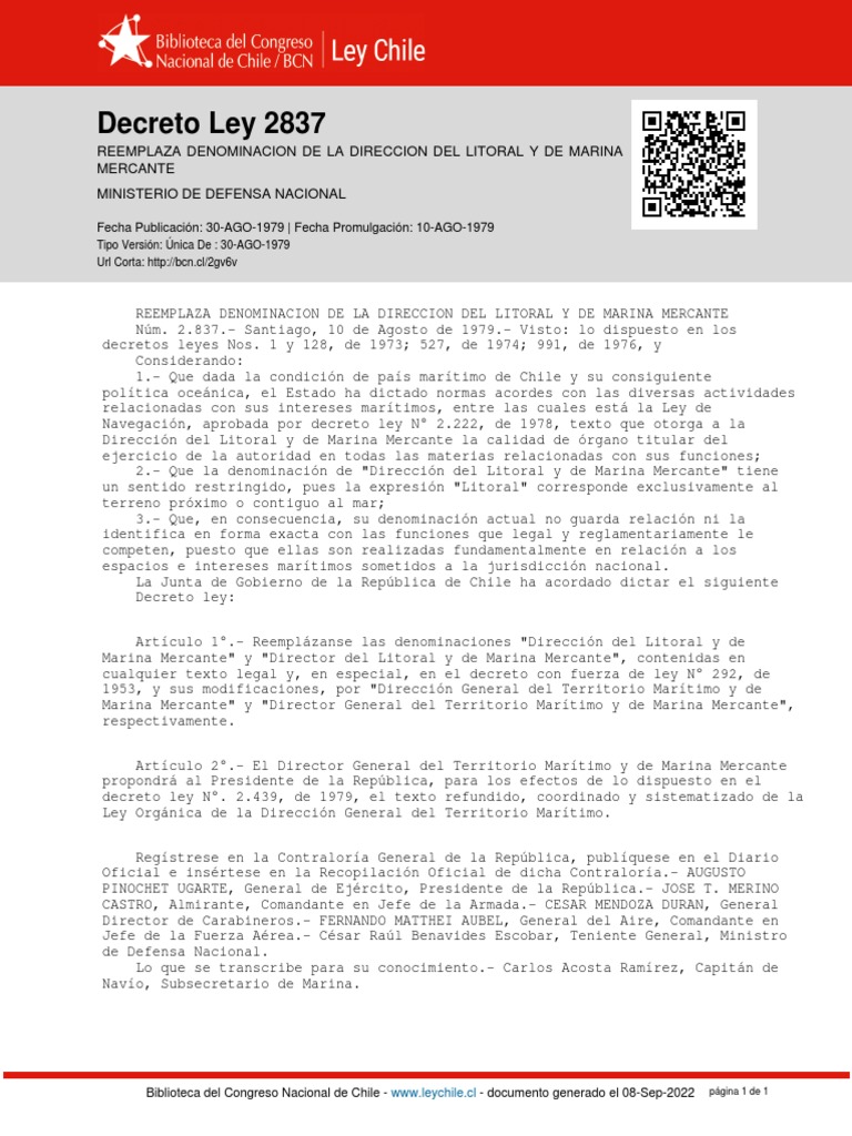 Decreto-Ley 2837 - 30-AGO-1979 | PDF | Oficial general | Comandante