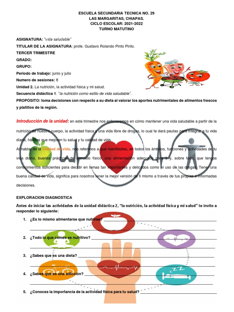 Unidad 2 La Nutricion Vida Saludable Secuencia 1 | PDF | Nutrición ...