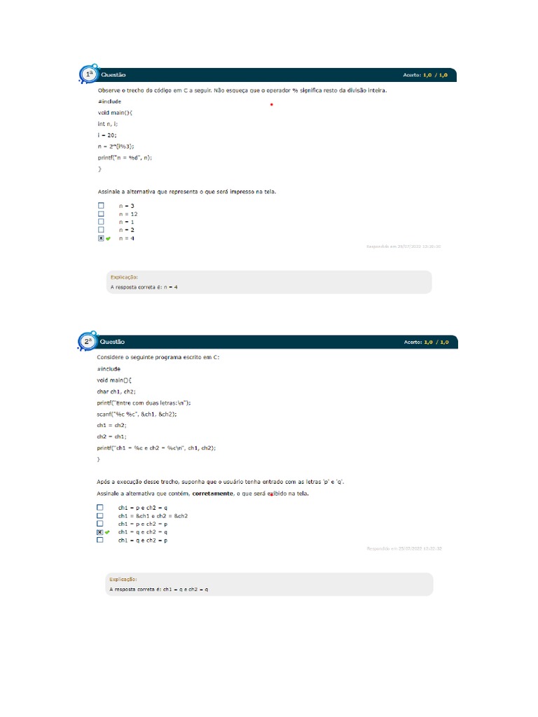 INTRODUÇÃO À PROGRAMAÇÃO ESTRUTURADA EM C - Estacio | PDF