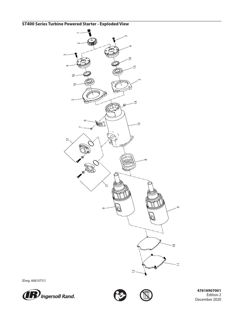 ST400 Series Turbine Powered Starter - Exploded View: 47616907001 ...