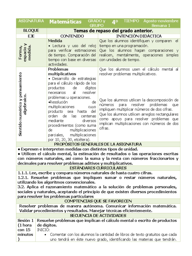 4to Grado Matemáticas (2019-2020) | PDF | Números | Sustracción