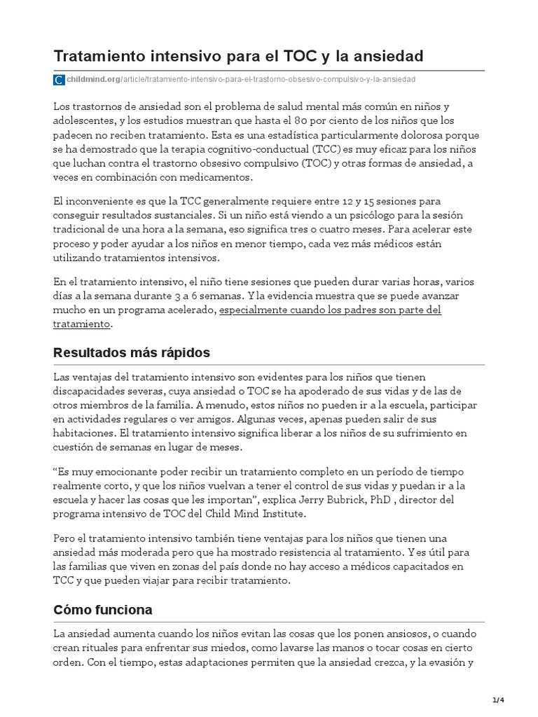 Tratamiento Intensivo para El TOC y La Ansiedad | PDF | Terapia de conducta cognitiva | Desorden ...