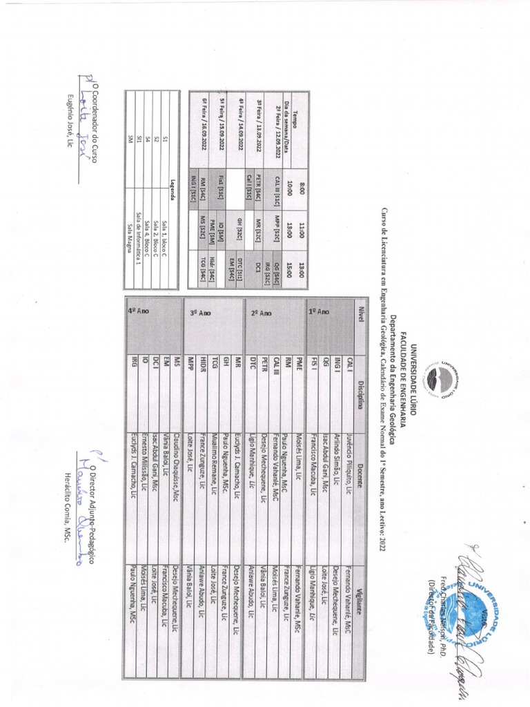 Calendario - Exame Normal-I Semestre - LEG - 2022 - Aprovado | PDF