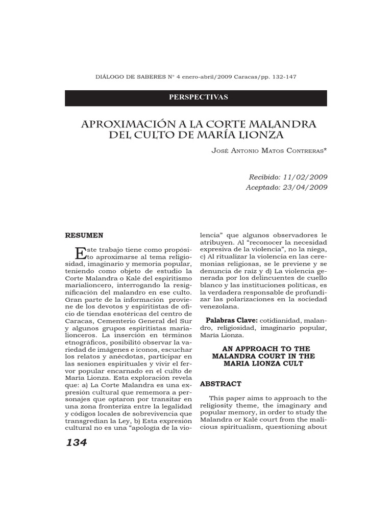 Aproximación Al Culto de La Corte Malandra Por José Antonio Matos ...