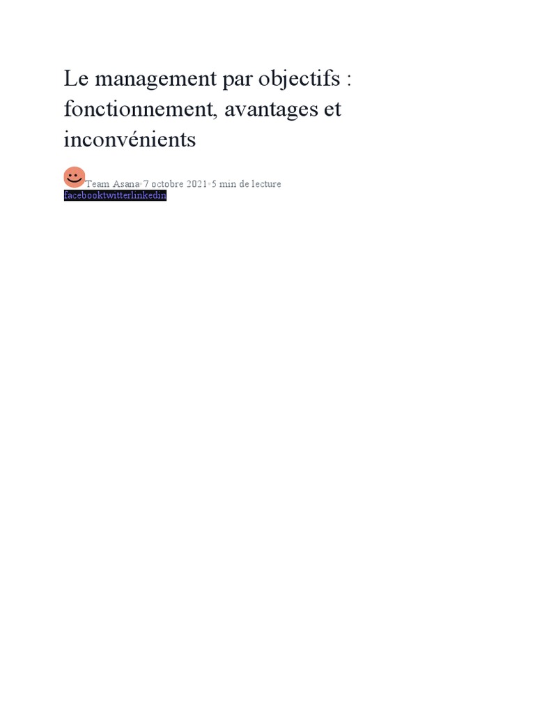Le Management Par Objectifs | PDF | Business | Motivation