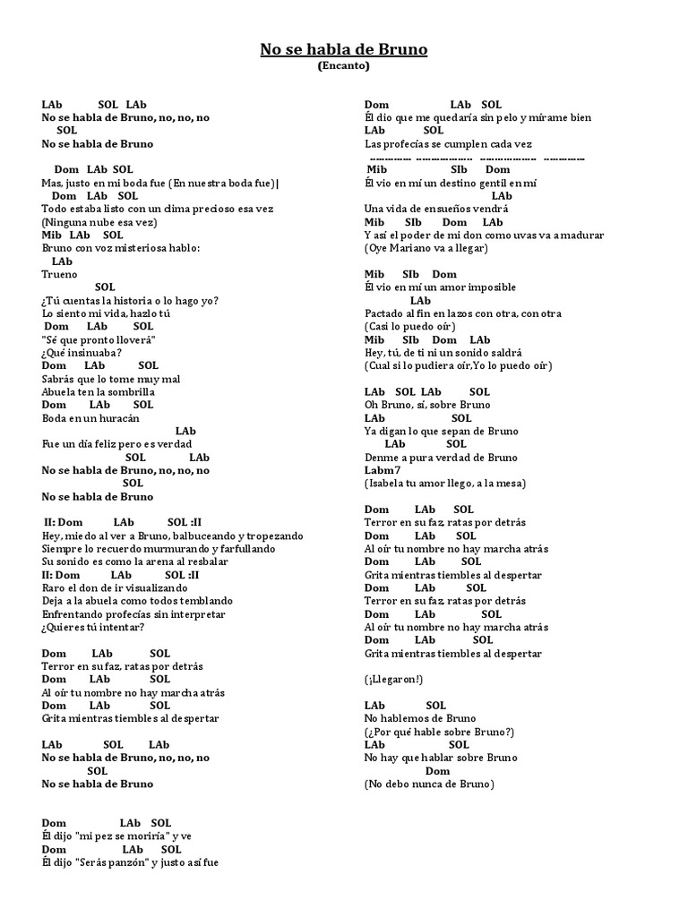 NO SE HABLA DE BRUNO - Piano | PDF