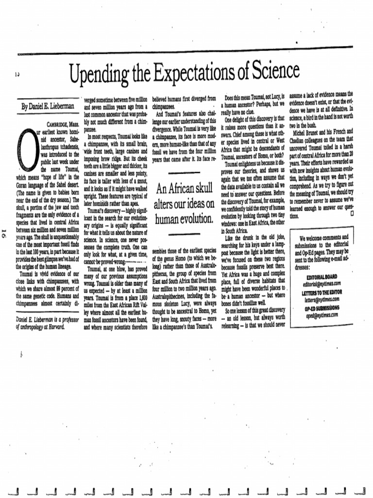 Lieberman - Upending The Expectations of Science | PDF | Biological ...