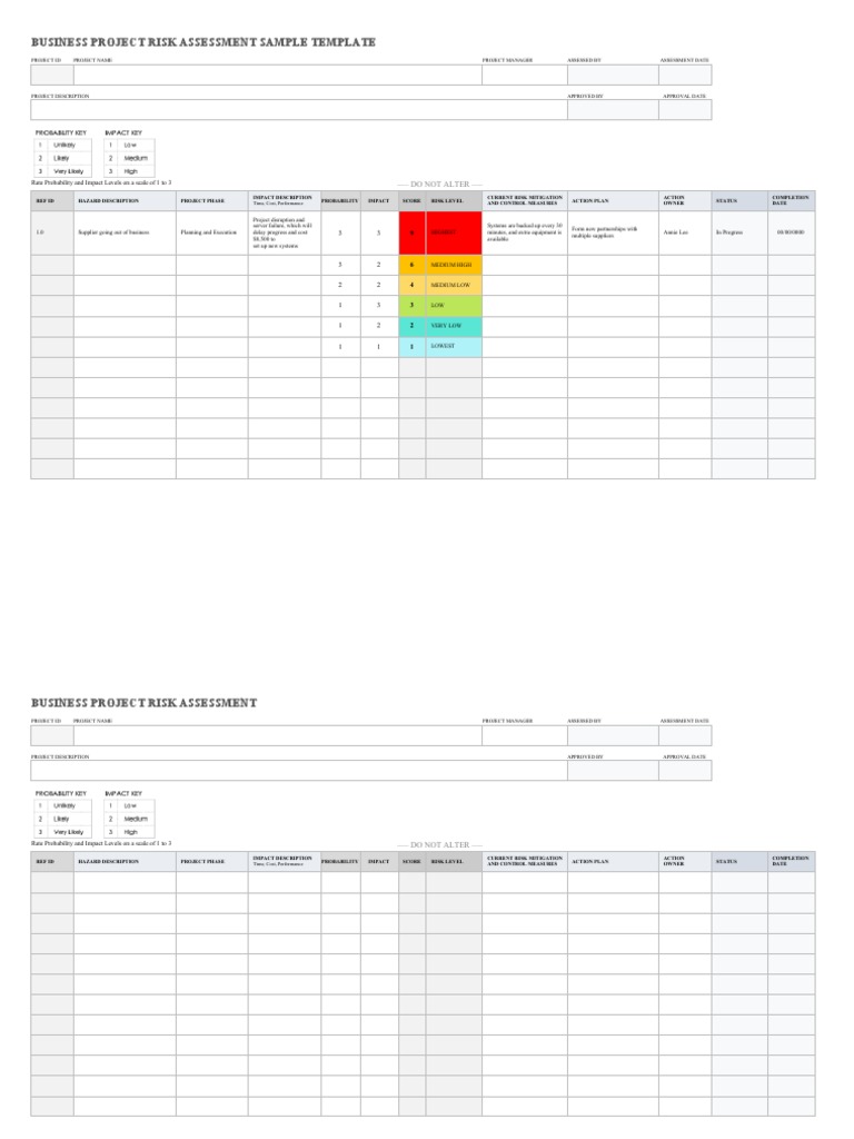 IC Business Project Risk Assessment Sample 10878 | PDF | Risk | Risk ...