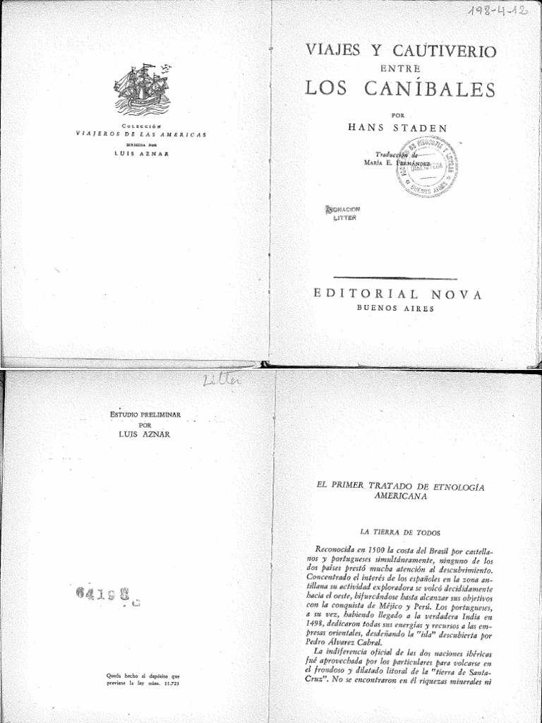 Viajes Y Cautiverio Entre Los Canibales Hans Staden PDF Marcado | PDF