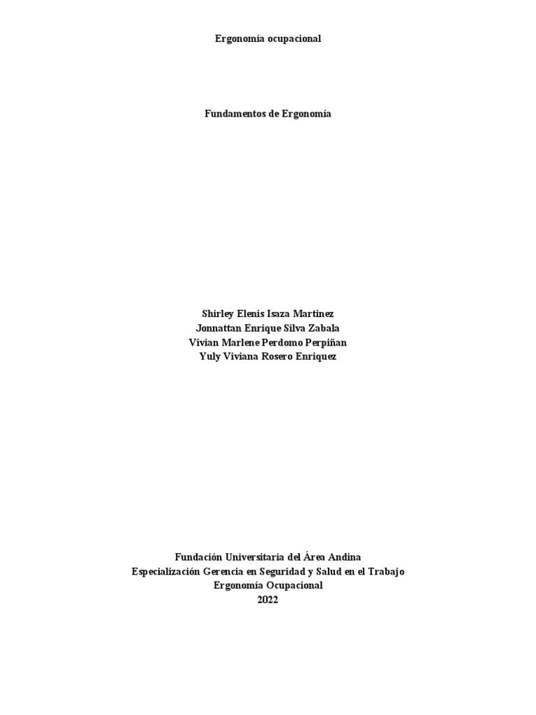 Taller Eje 1. Fundamentos de Ergonomía | PDF | Factores humanos y ...