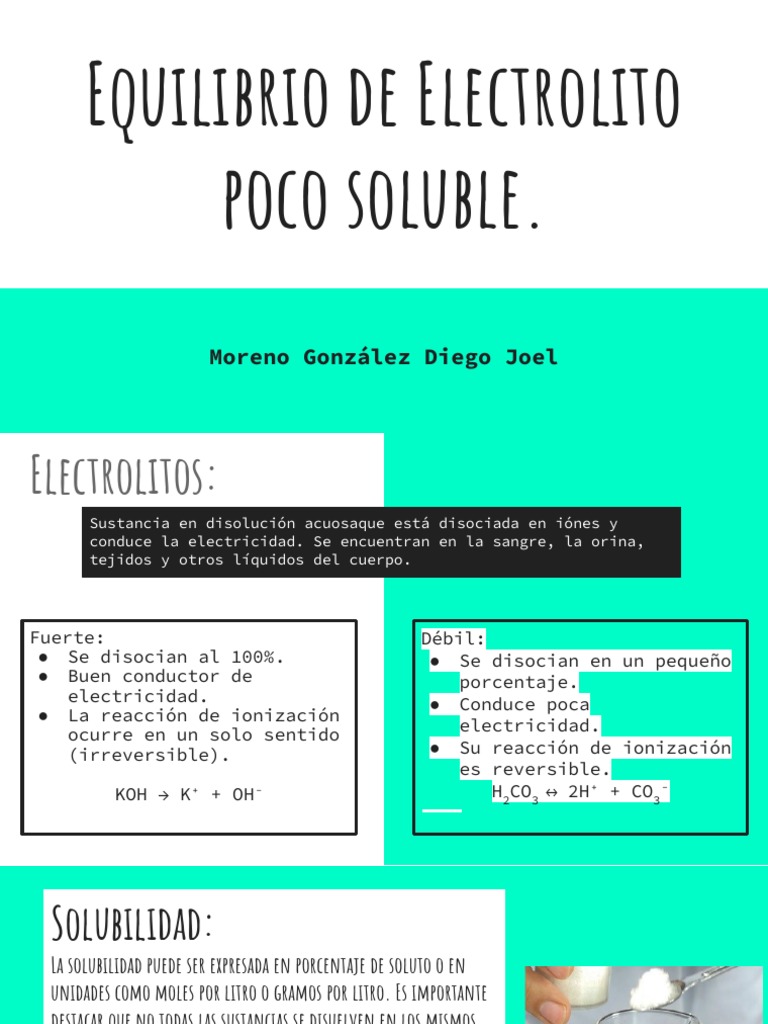 Electrolito Poco Soluble | PDF | Solubilidad | Equilibrio químico