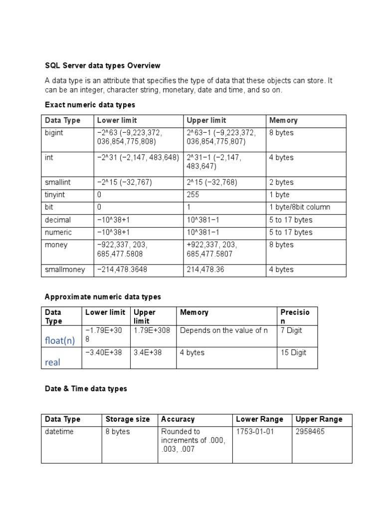 Data Types | PDF | Databases | Computer Science