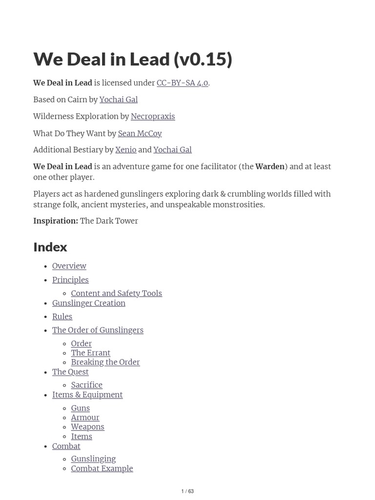 We Deal in Lead v0.15 | PDF | Shotgun | Revolver