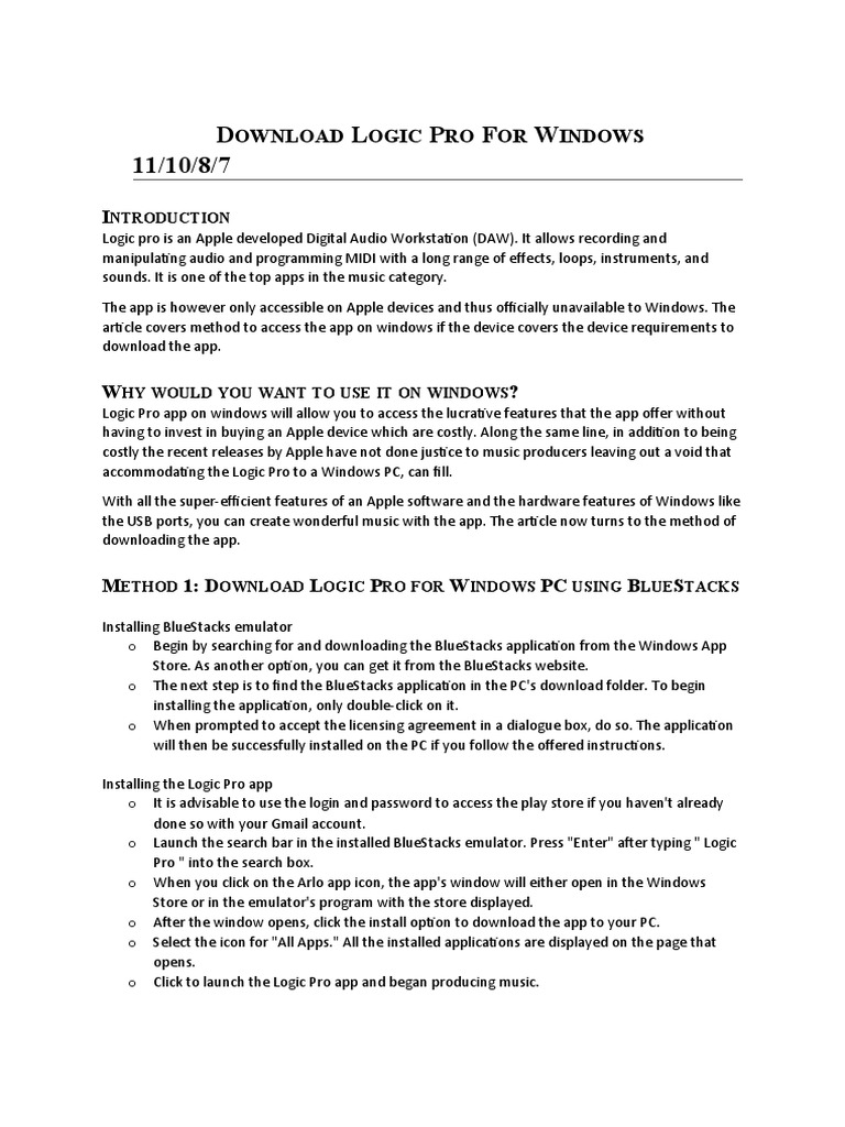 Logic Pro For Windows 11 | PDF | Mac Os | Mobile App