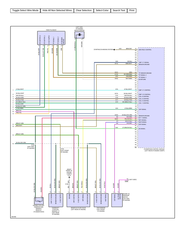 Wiring Diagram for Engine Throttle Body, Knock Sensor, TP Sensor and ...