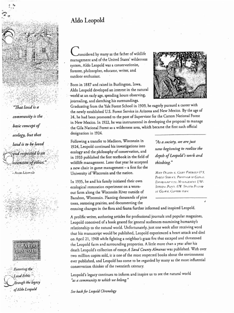 Aldo Leopold and His Land Ethic Handout | PDF