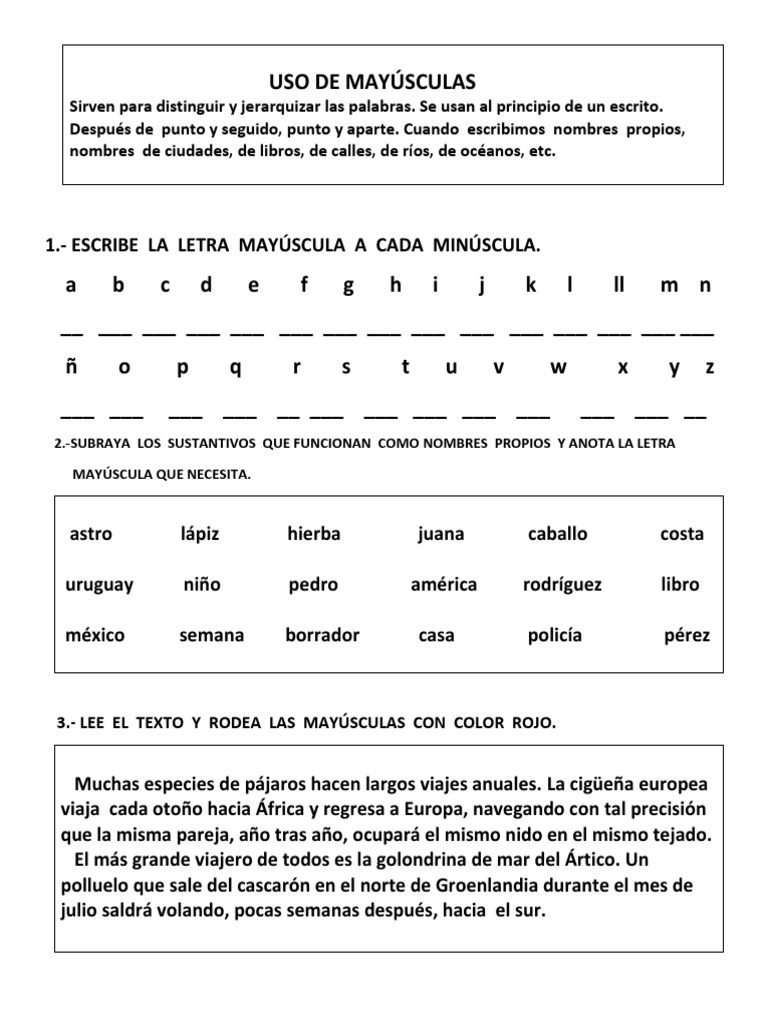 Uso de Mayusculas Primero Sec. | PDF