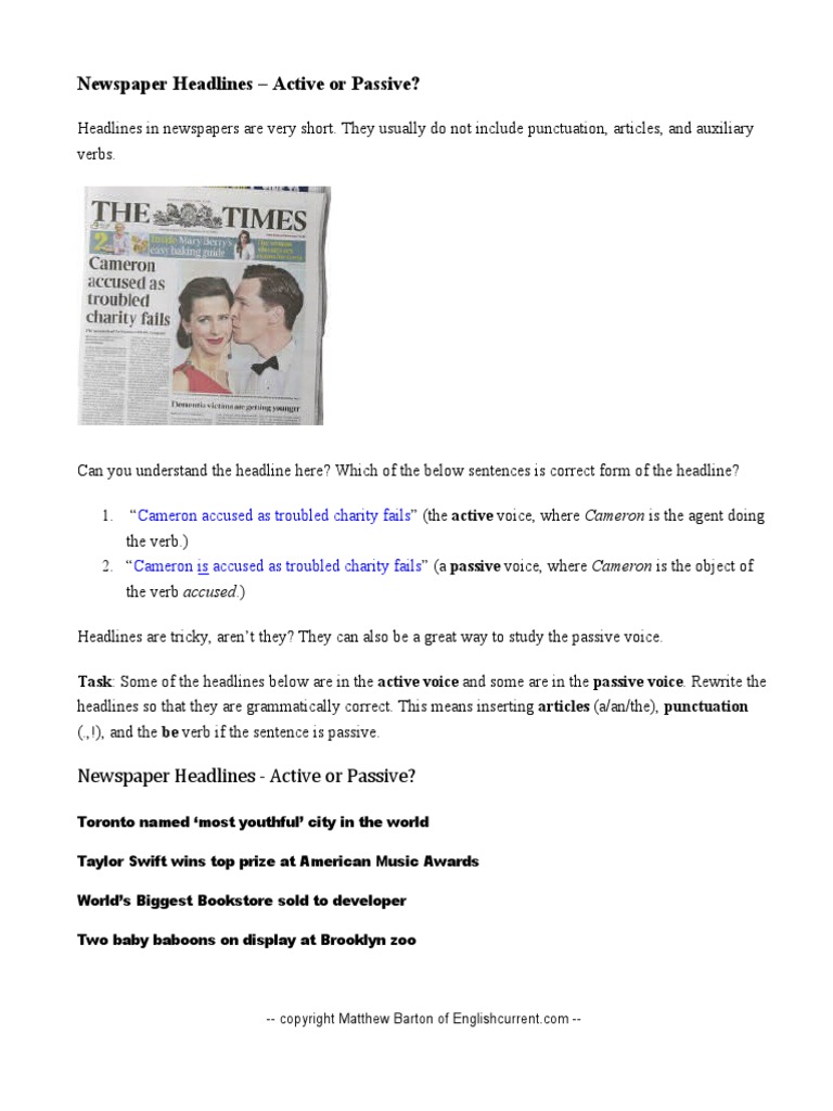 Newspaper Headlines Passive | PDF