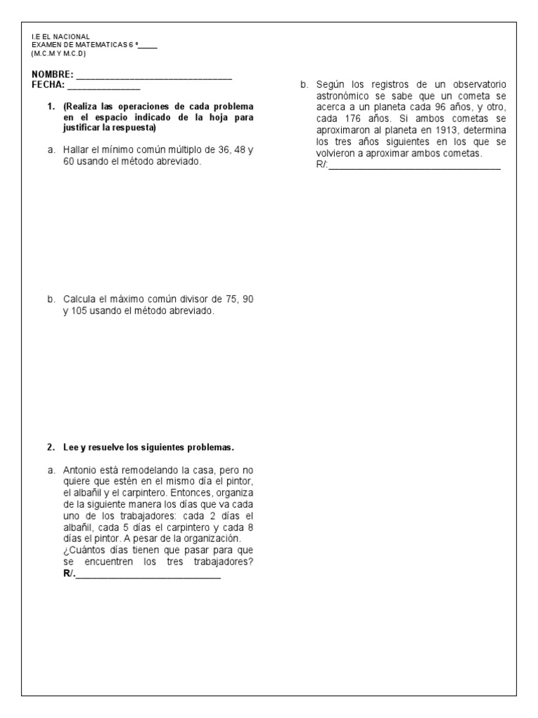 Examen MCM-MCD 6 | PDF