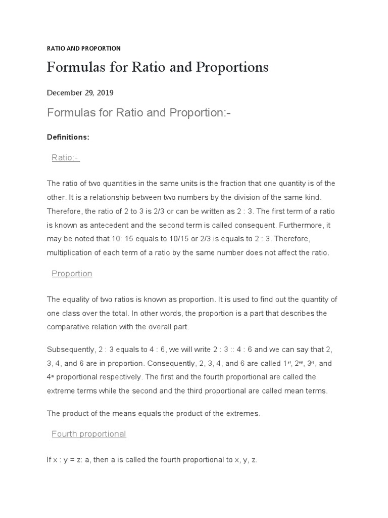 Ratio and Proportion | PDF | Ratio | Elementary Mathematics