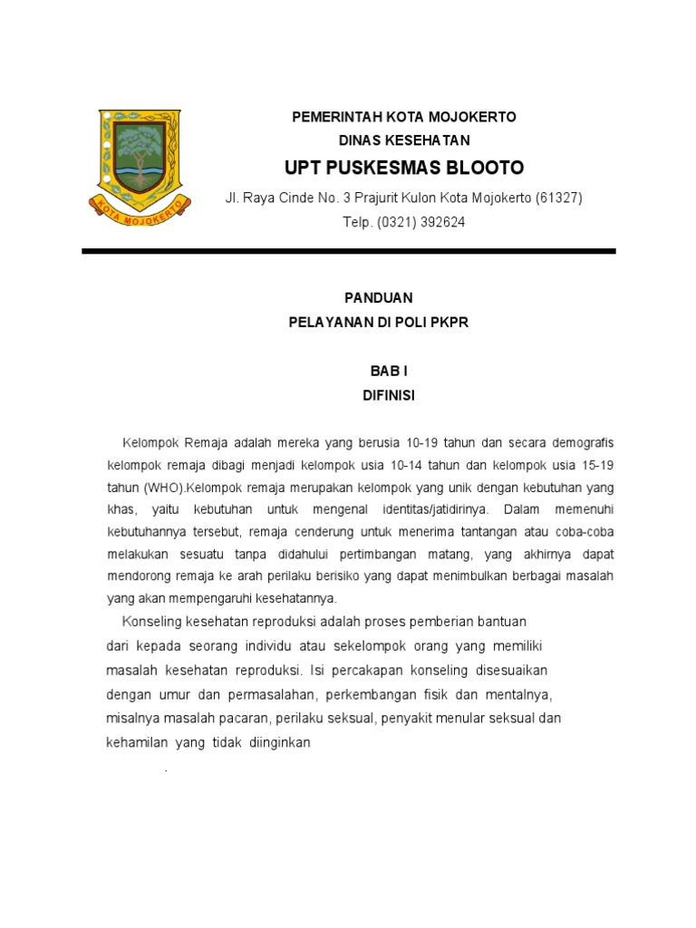 Panduan Pelayanan Poli PKPR | PDF | Pengembangan Diri