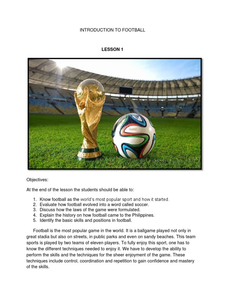 Introduction to Football: Lesson 1 & 2 | PDF | Sports | Leisure