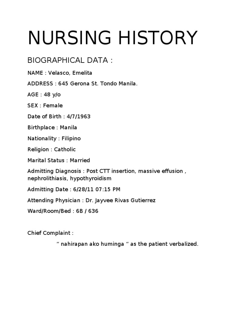 Nursing History: Biographical Data | PDF