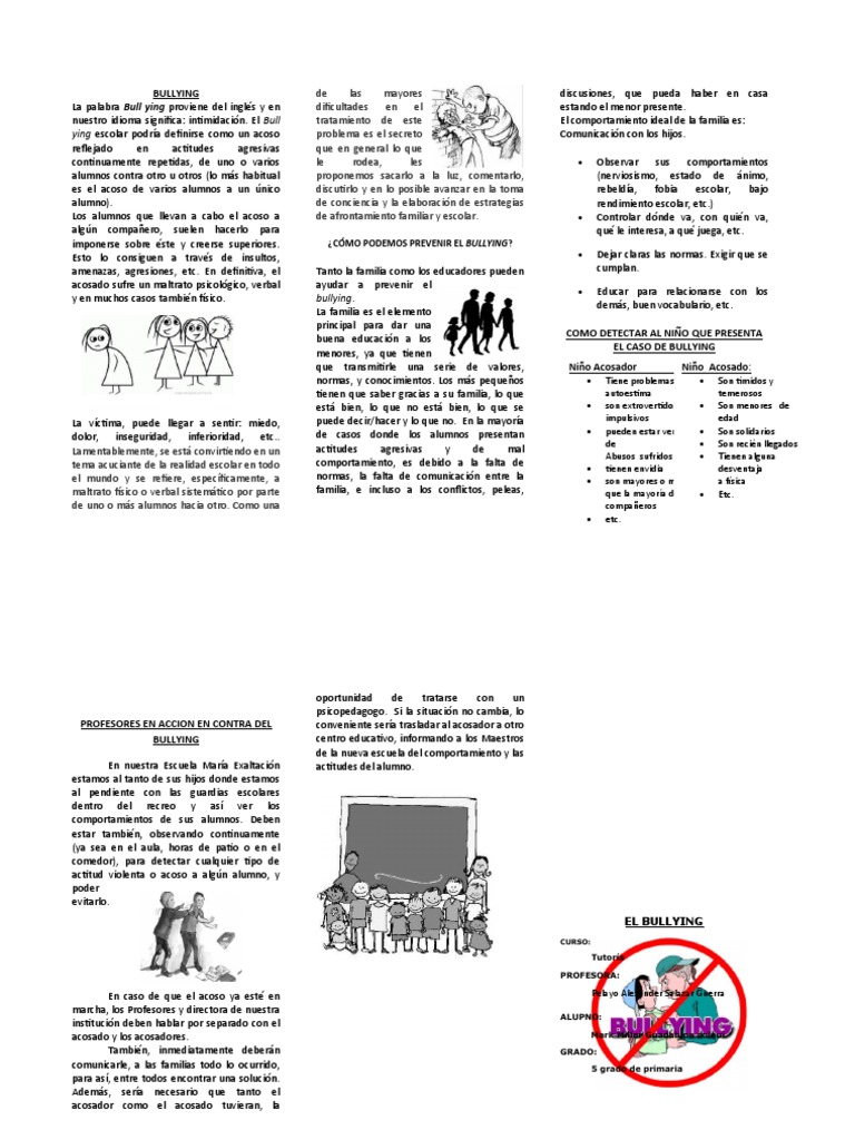 Triptico Bullying | PDF | Sicología