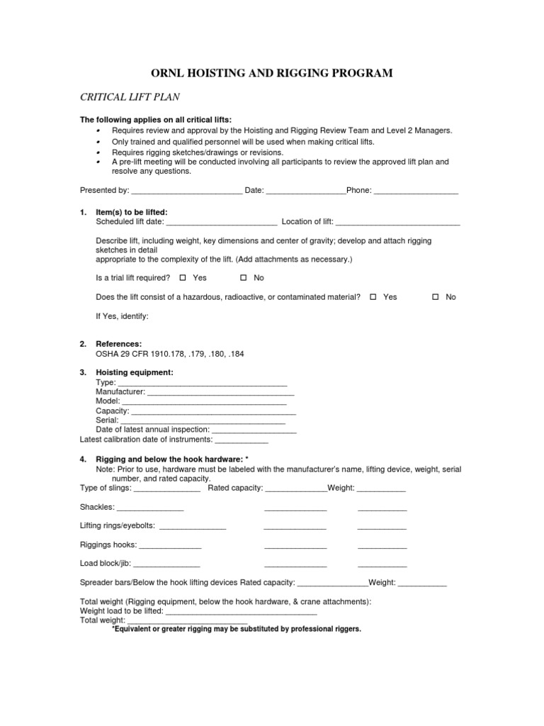 Critical Lift Plan | PDF | Crane (Machine) | Elevator