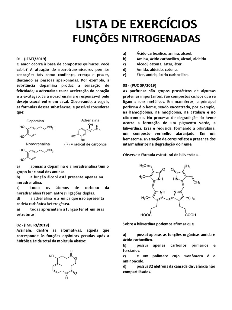 Funcoes Nitrogenadas | PDF | Química | Amida