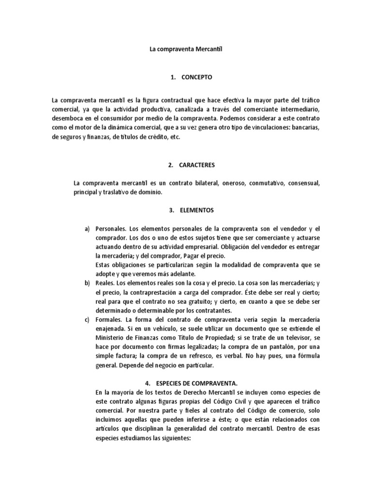 Compraventa Mercantil Pdf Derecho Contractual Derecho Y Economía
