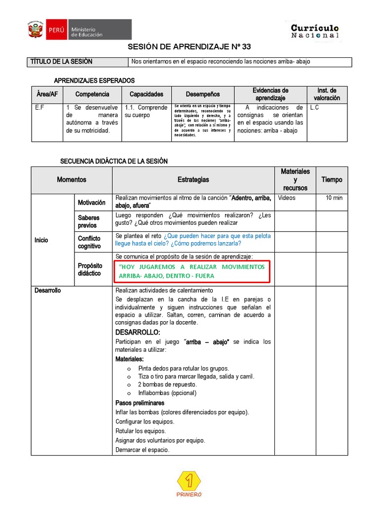 SESION DE APRENDIZAJE N°33 | PDF | Aprendizaje | Ciencia cognitiva