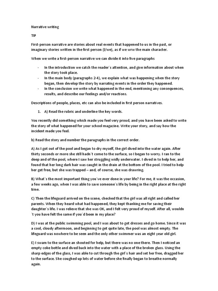 Narrative Writing | PDF | Swimming