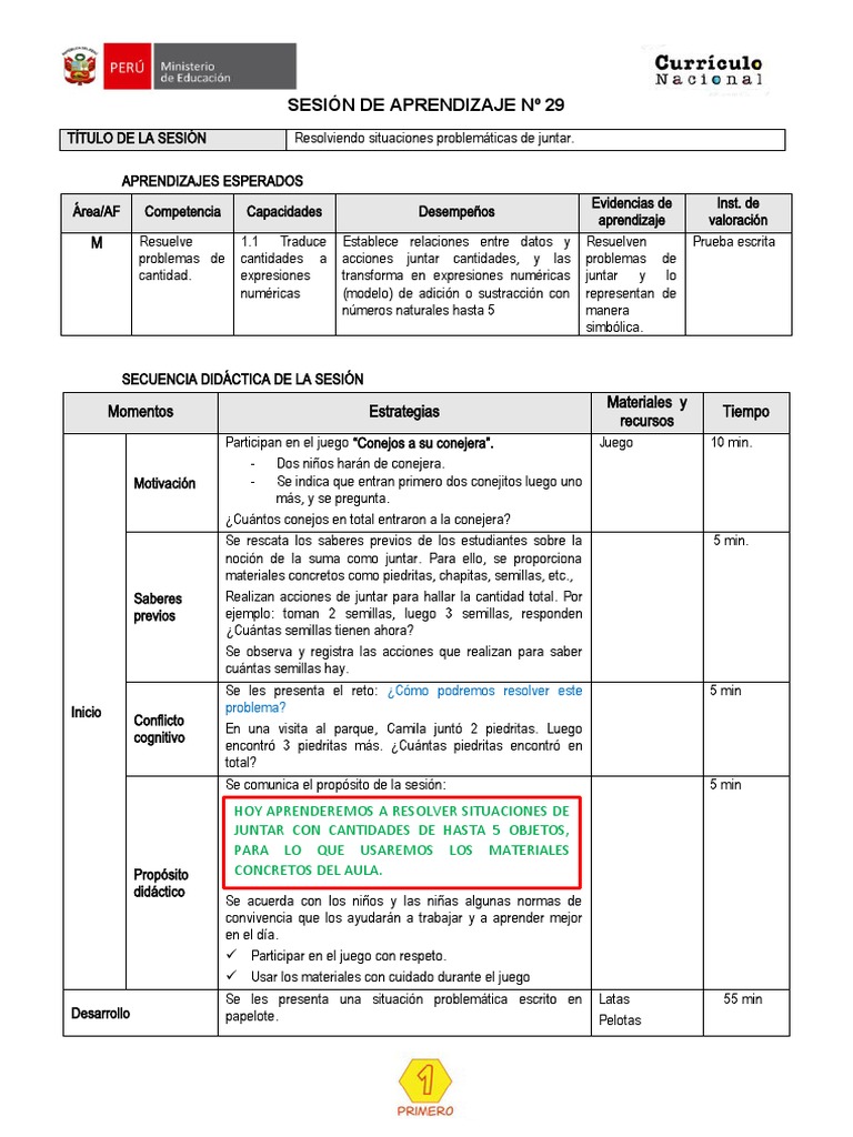 Sesion de Aprendizaje N°29 | Descargar gratis PDF | Aprendizaje | Modificación de comportamiento
