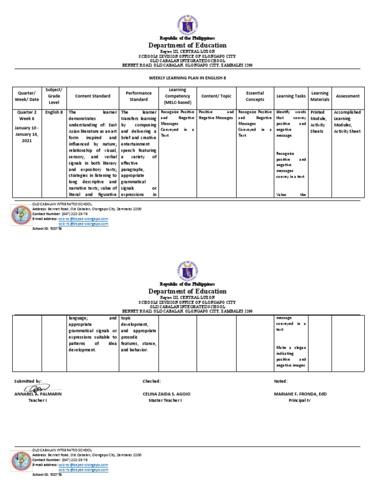Eng8 WLP Q2 Week6 | PDF | Learning | English Language