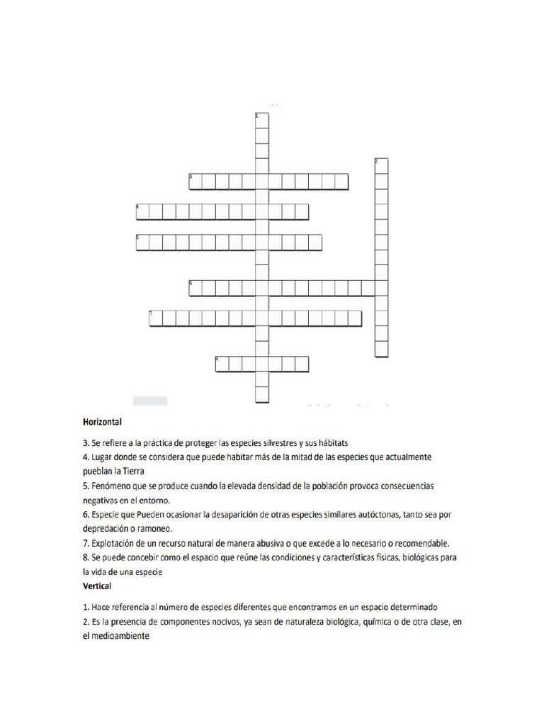 Crucigrama Biologia Pdf