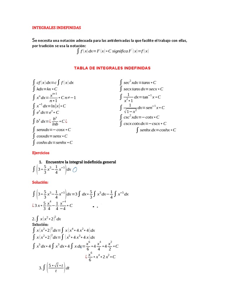 Integral Indefinida - Regla de La Sustitución | PDF | Integral | Álgebra