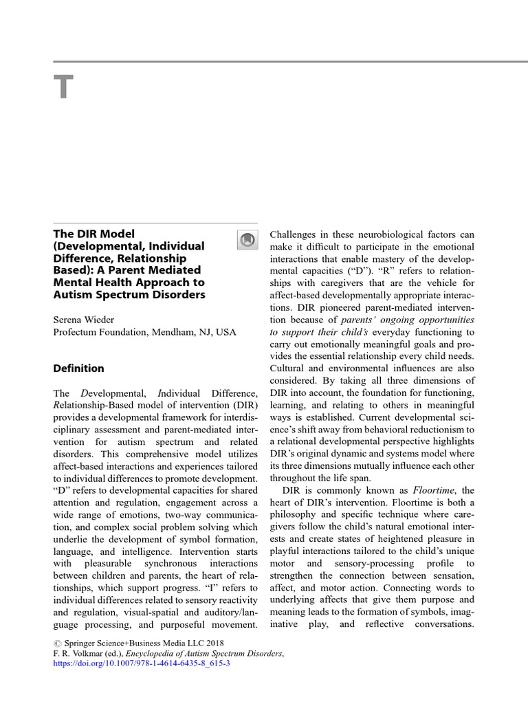 The DIR Model (Developmental, Individual Difference, Relationship Based ...