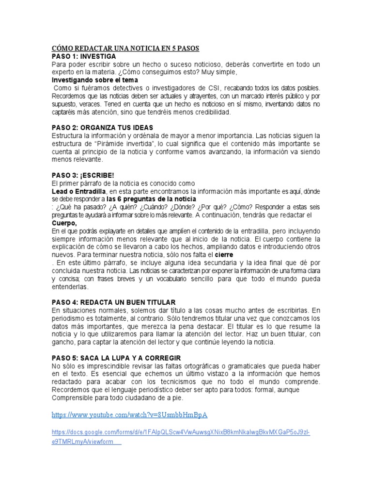 Cómo Redactar Una Noticia en 5 | PDF