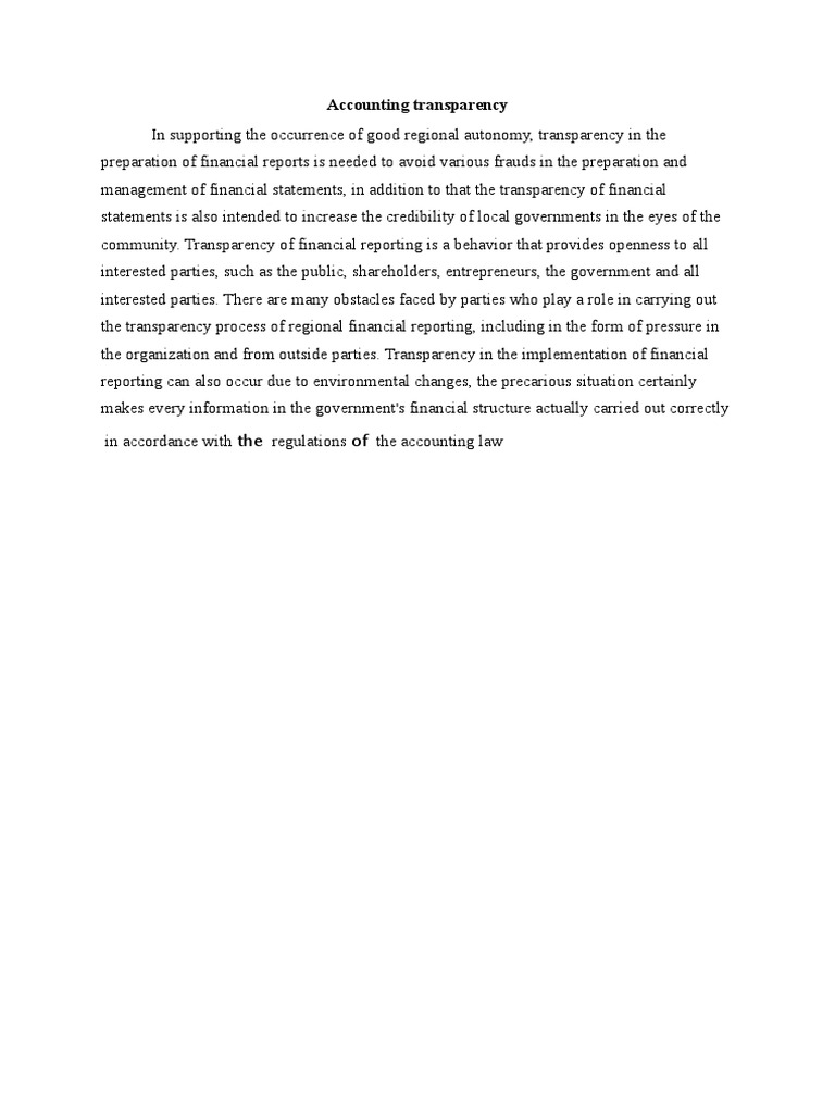 Accounting Transparency | PDF