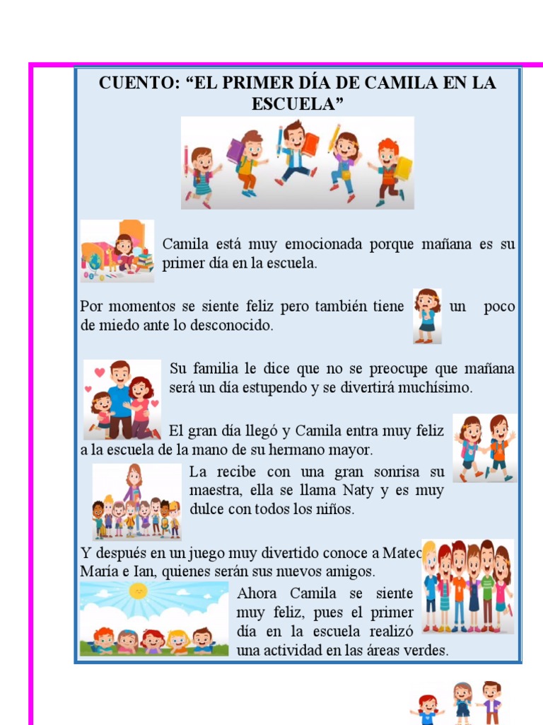 Camila S First Day At School Making New Friends 38 Characters Pdf