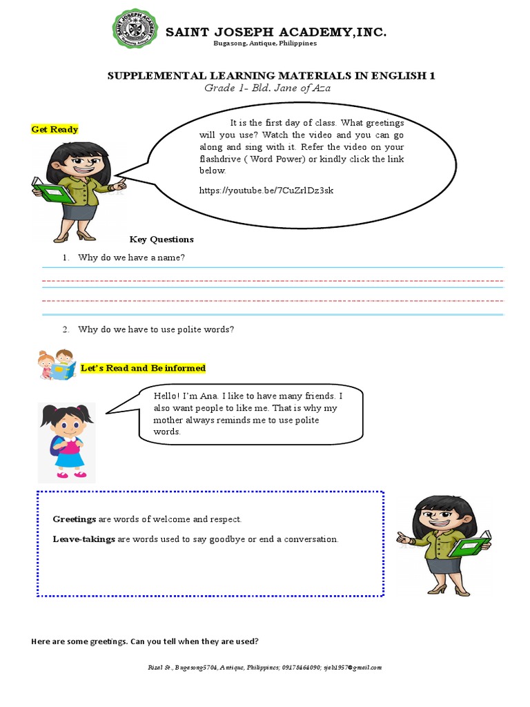 English Week 1 | PDF