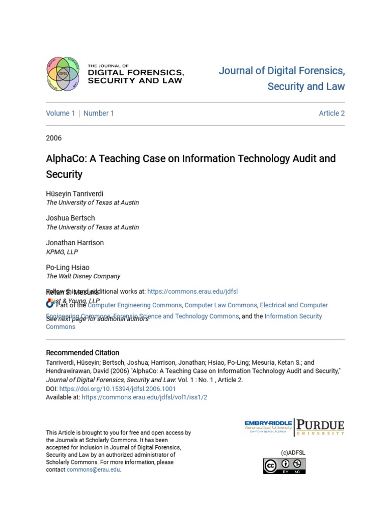 AlphaCo - A Teaching Case On Information Technology Audit and Secu ...
