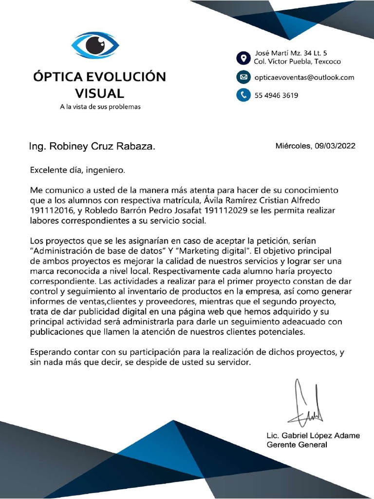 Modelo De Carta Para Ofrecer Servicios Profesionales Richard ...