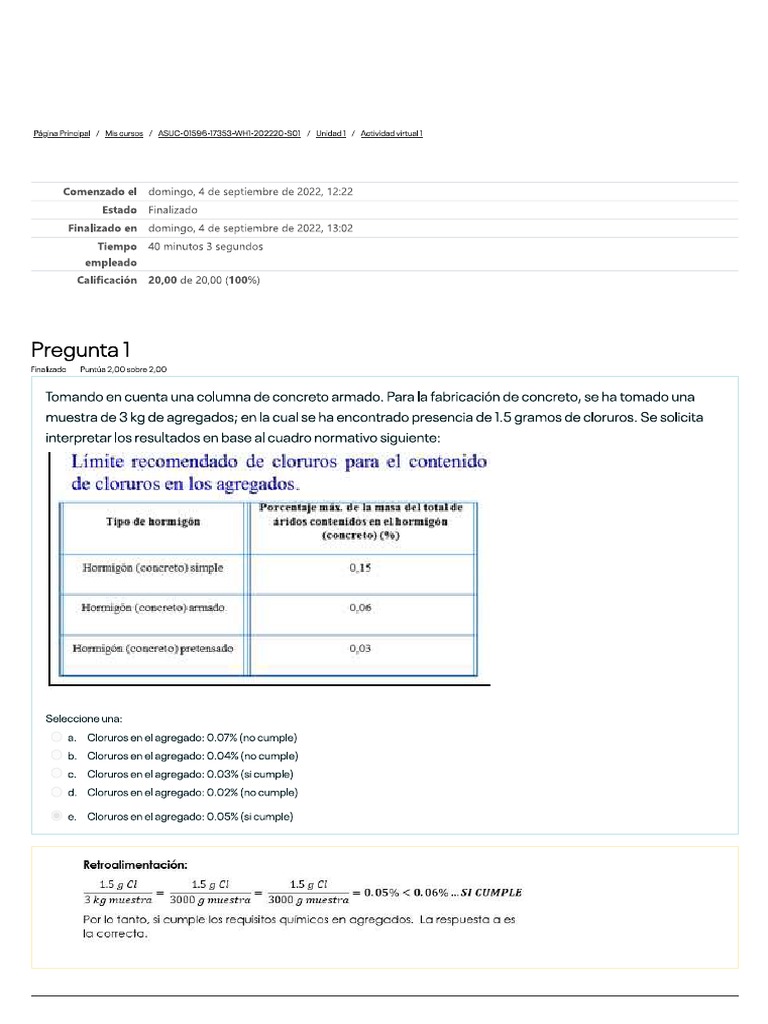 Actividad Virtual 01 Tecnologia Del Concreto | PDF