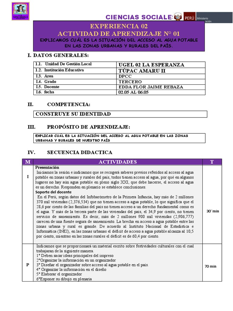 Actividad de Aprendizaje N°01 Exp 2 DPCC 3° | PDF Actividad de Aprendizaje N°01 Exp 2 DPCC 3° | PDF
