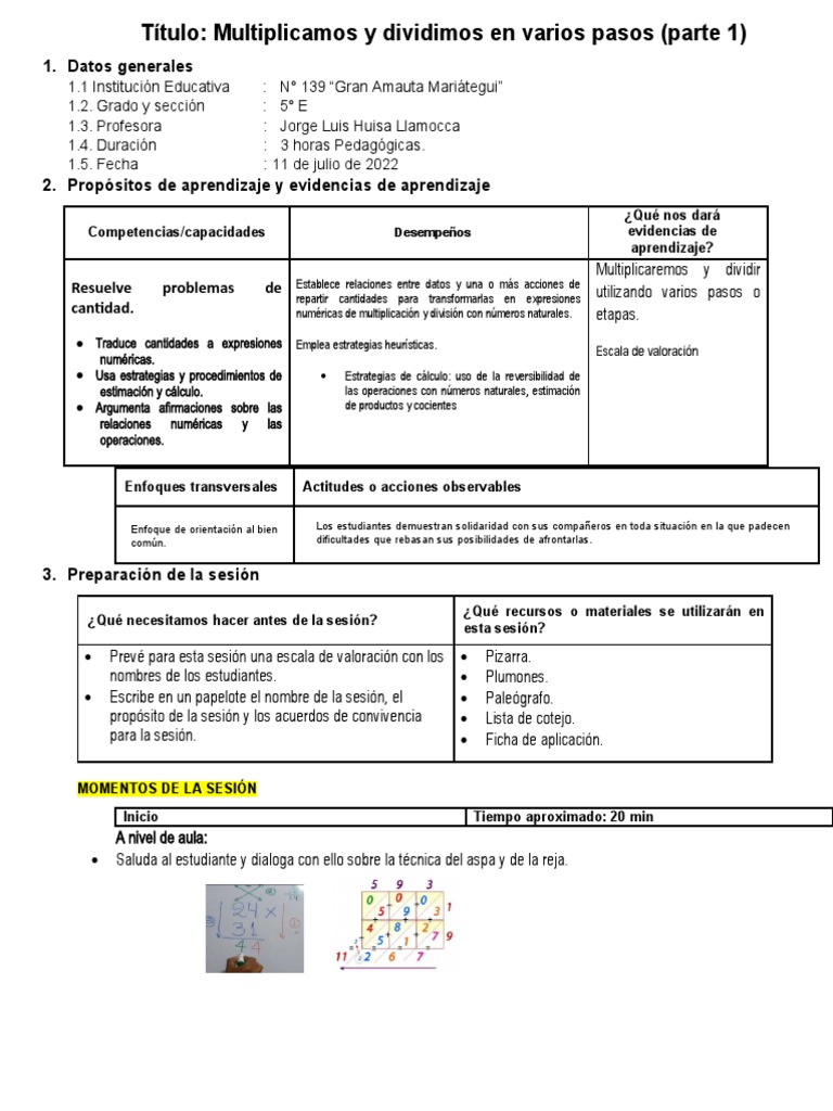 Multiplicamos y Dividimos en Varios Pasos (Parte 1) | PDF | Aprendizaje ...