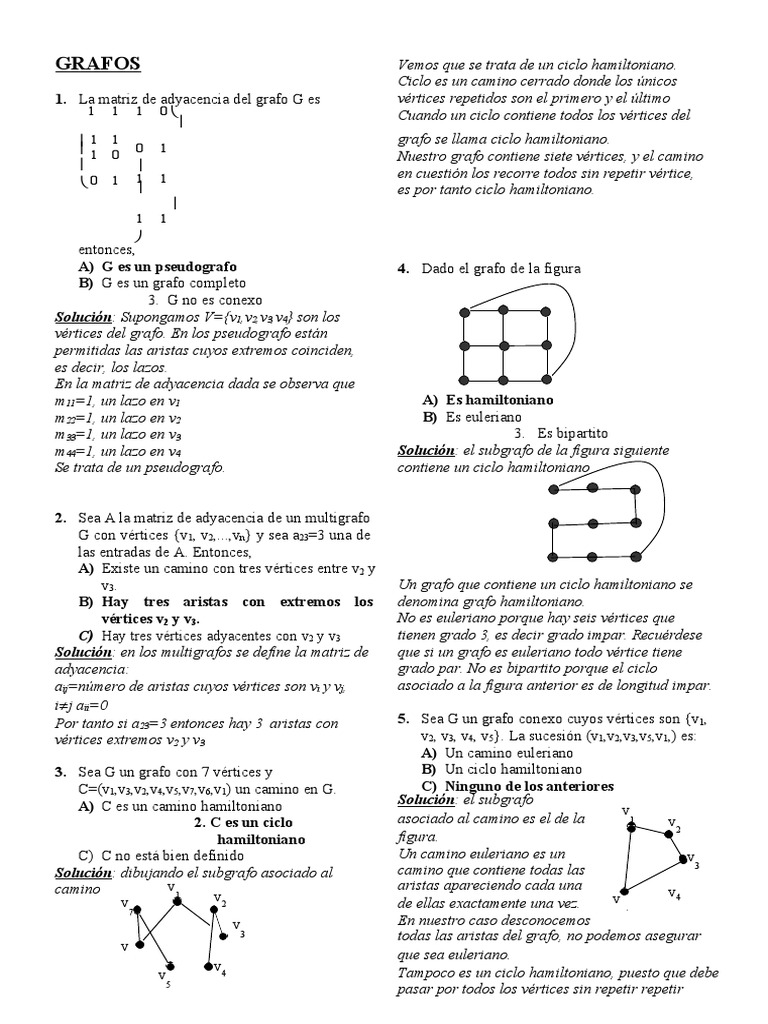 Ejercicios de Grafos | PDF | Teoría de grafos | Vértice (teoría de grafos)