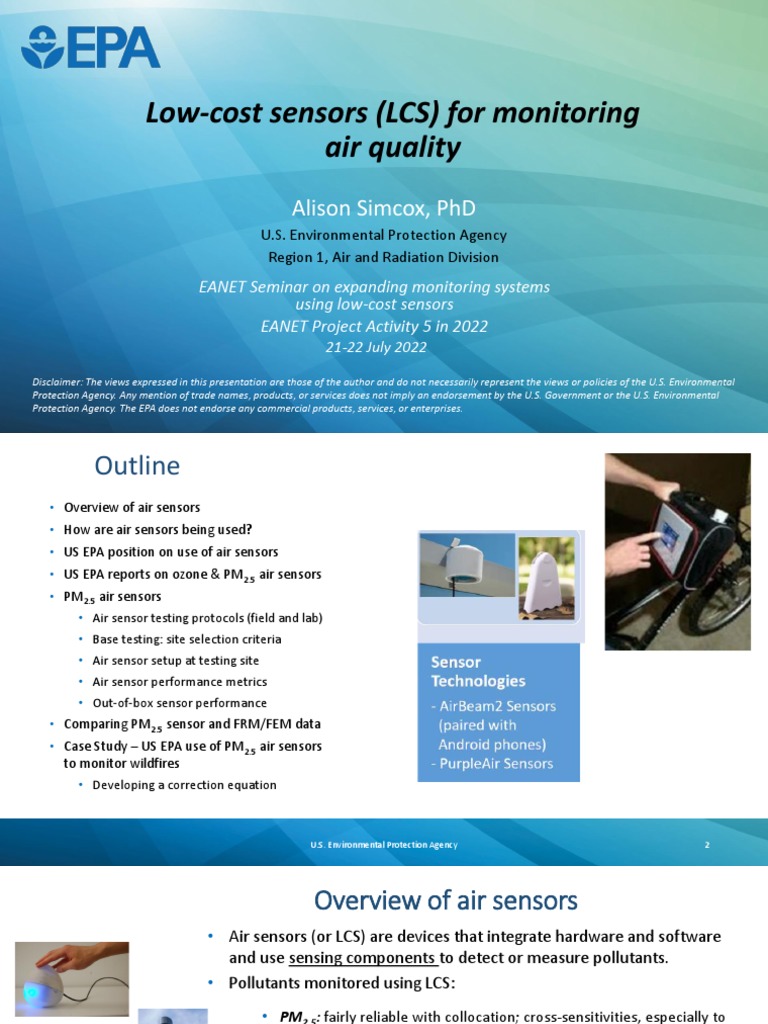 Dr. Alison Simcox Low Cost Sensors LCS For Monitoring Air Quality | PDF | Air Pollution | United ...